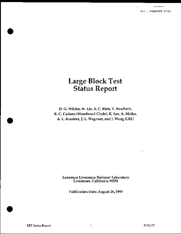 (PDF) Large Block Test Status Report | T. Buscheck - Academia.edu