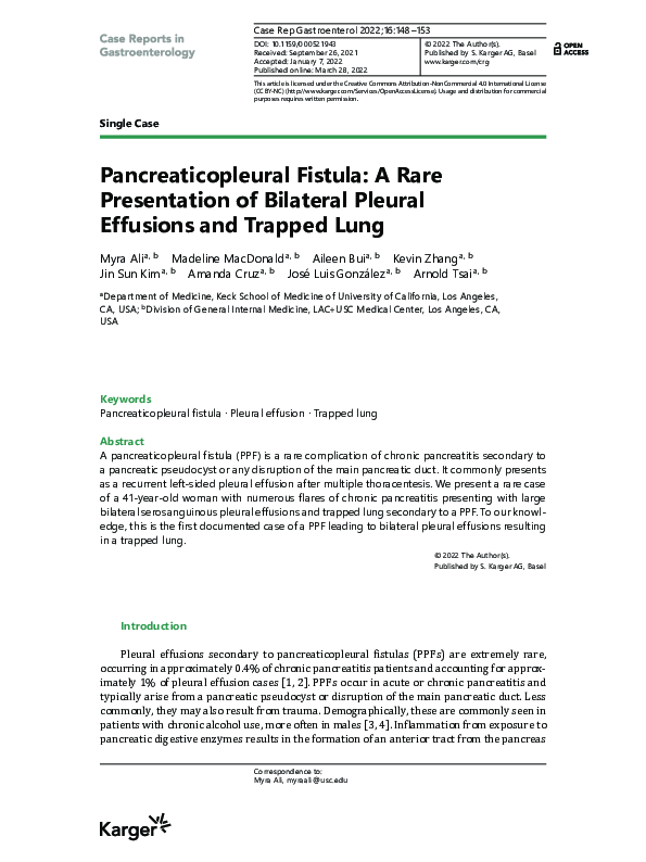 (PDF) Pancreaticopleural Fistula: A Rare Presentation of Bilateral ...