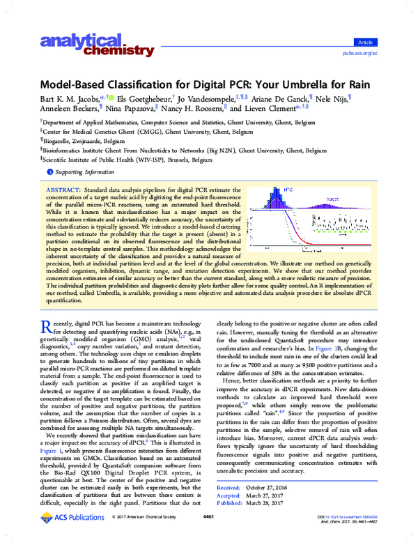 (PDF) Model based classification for digital PCR: your Umbrella for rain