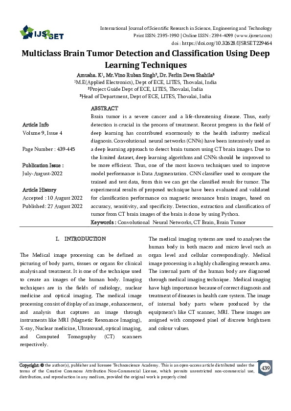 (PDF) Multiclass Brain Tumor Detection and Classification Using Deep ...