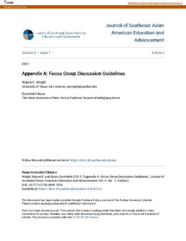 (PDF) Appendix A: Focus Group Discussion Guidelines | Wayne Wright - Academia.edu