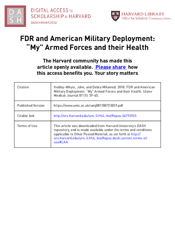(PDF) FDR and American Military Deployment: "My" Armed Forces and their ...