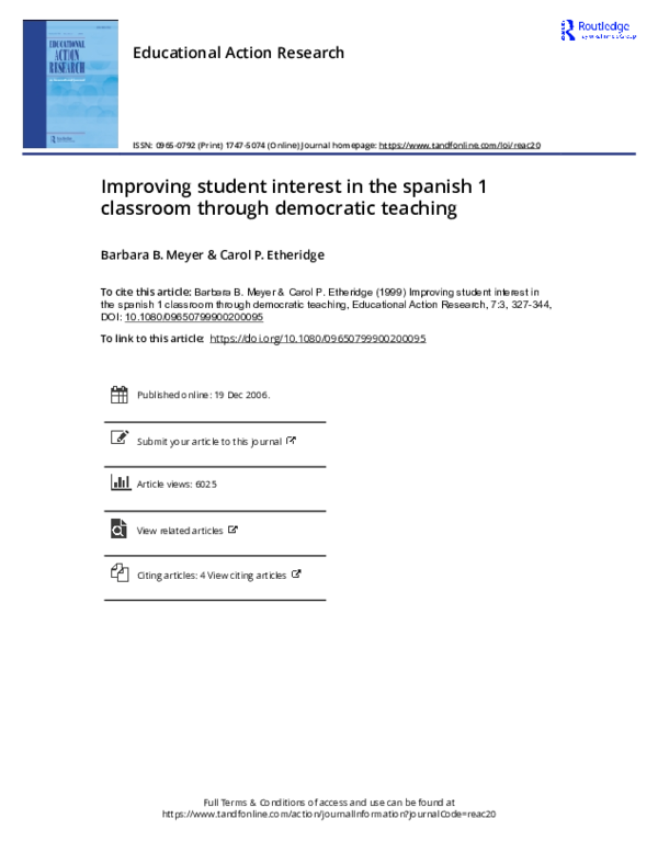 (PDF) Improving student interest in the spanish 1 classroom through ...
