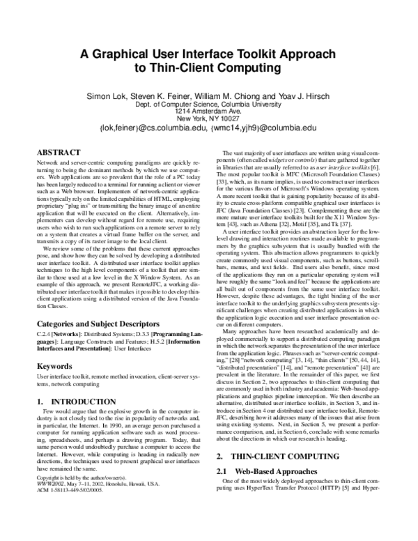 Pdf A Graphical User Interface Toolkit Approach To Thin Client Computing