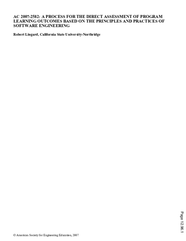 (PDF) A Process For The Direct Assessment Of Program Learning Outcomes ...
