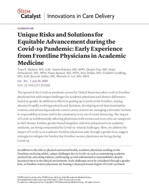 (PDF) Unique Risks and Solutions for Equitable Advancement during the ...