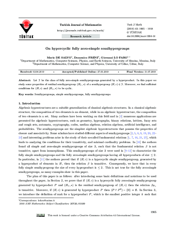(PDF) On hypercyclic fully zero-simple semihypergroups