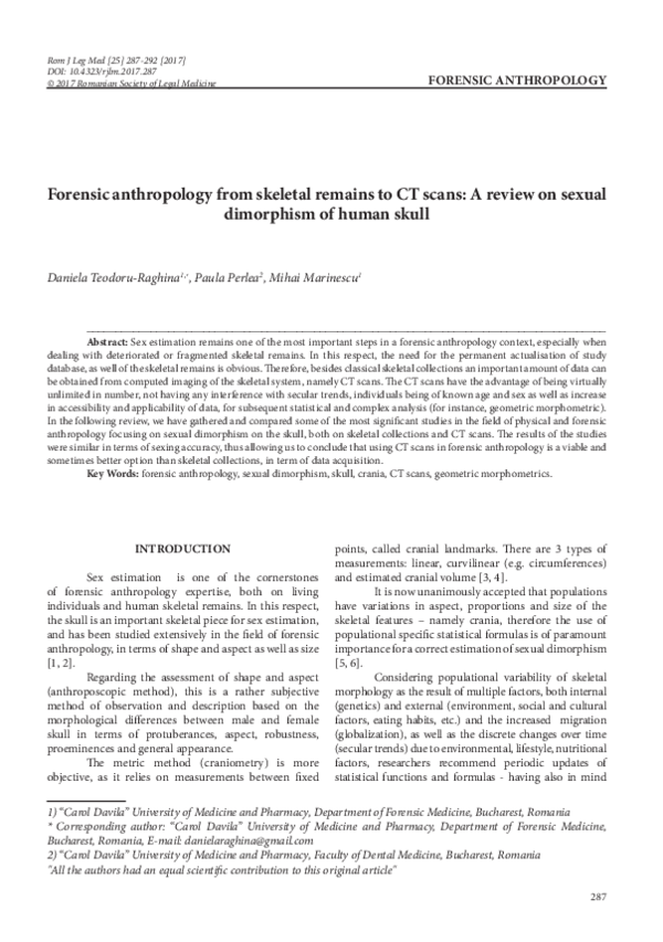 (PDF) Forensic anthropology from skeletal remains to CT scans: A review ...