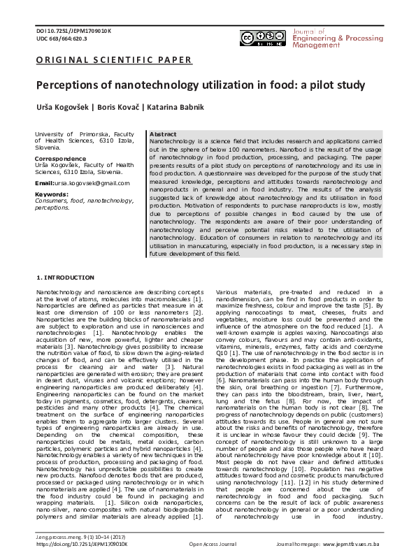 (PDF) Public Perceptions of Nanofood Technology