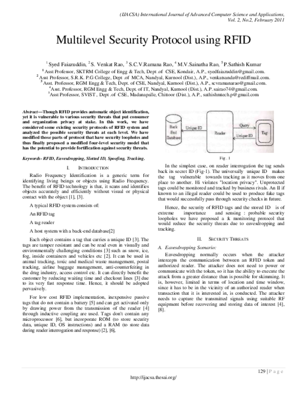 (PDF) Multilevel Security Protocol using RFID (PDF) Multilevel Security Protocol using RFID