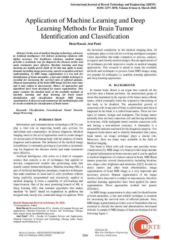 (PDF) Application of Machine Learning and Deep Learning Methods for Brain Tumor Identification ...