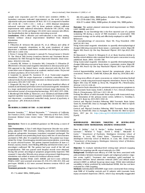 (PDF) TBI during a course of TMS - A case report