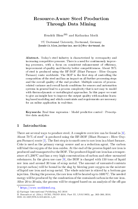 (PDF) Resource-Aware Steel Production Through Data Mining