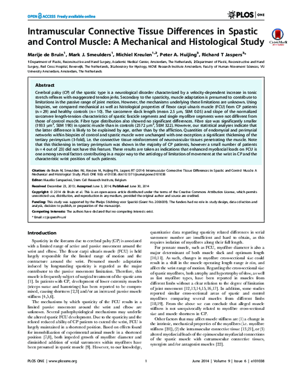 (PDF) Intramuscular Connective Tissue Differences in Spastic and ...