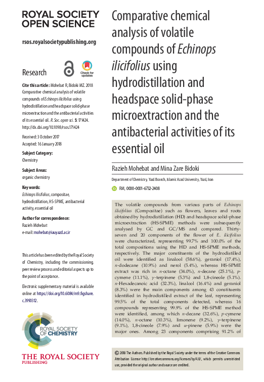 (PDF) Comparative chemical analysis of volatile compounds of Echinops ilicifolius using ...