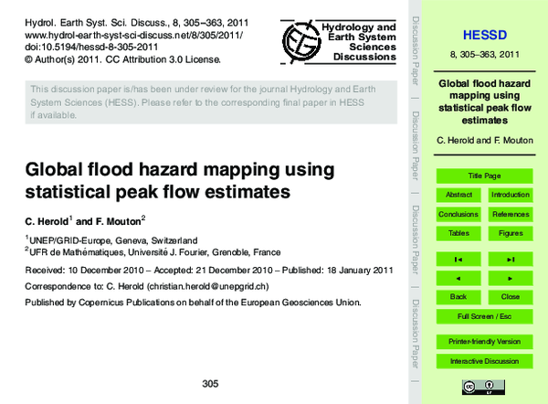 (PDF) Global flood hazard mapping using statistical peak flow estimates