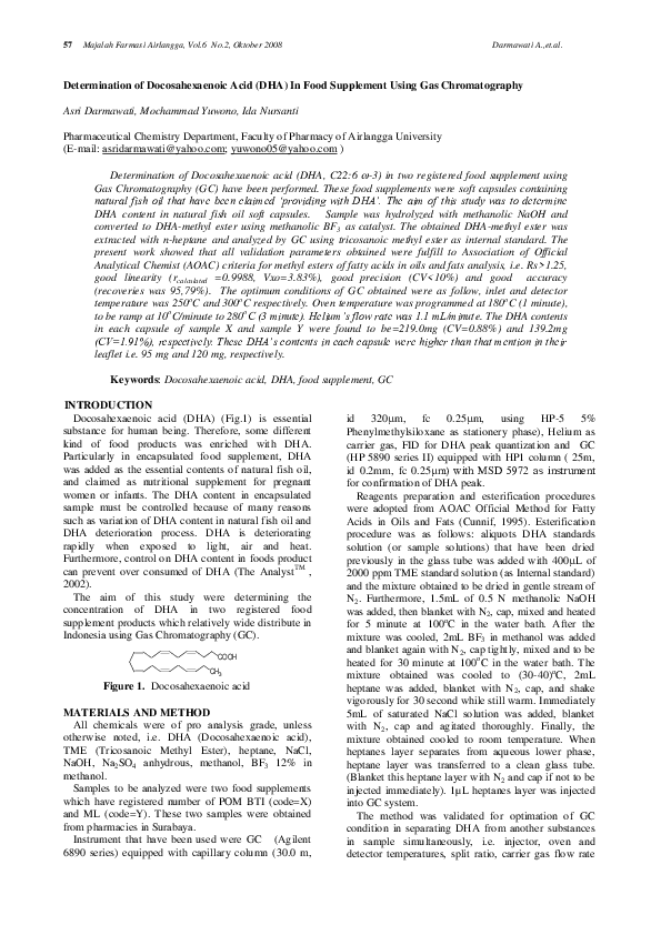 (PDF) Determination of Docosahexaenoic Acid (DHA) In Food Supplement ...