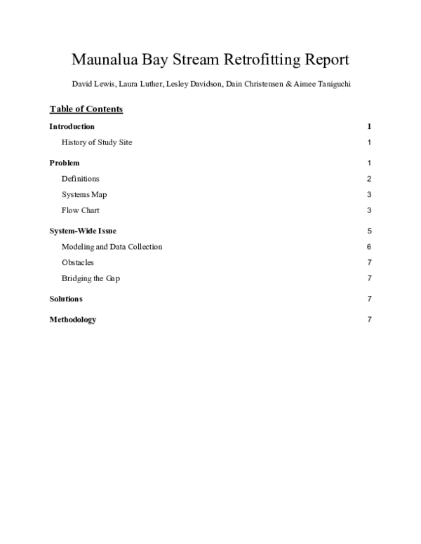 (PDF) Maunalua Bay Stream Retrofitting Report