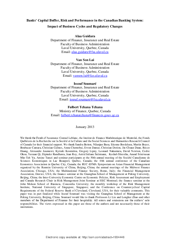 (PDF) Banks’ Capital Buffer, Risk and Performance in Different Business ...
