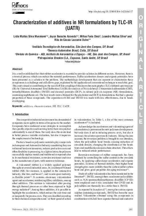 (PDF) Additives Analysis in NR by TLC-IR UATR