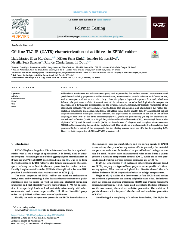 (PDF) Off-line TLC-IR (UATR) characterization of additives in EPDM ...