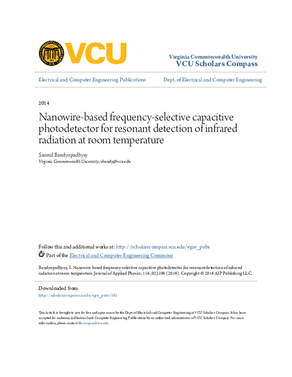 (PDF) Nanowire-based frequency-selective capacitive photodetector for resonant detection of ...