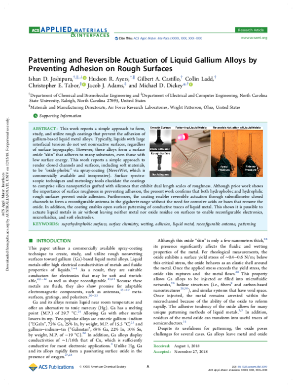(PDF) Patterning and Reversible Actuation of Liquid Gallium Alloys by ...