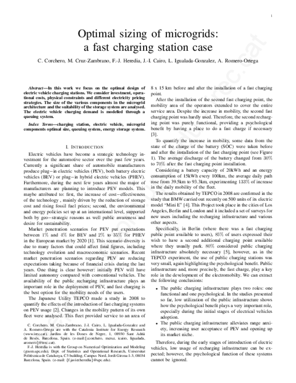 (PDF) Optimal sizing of microgrids: A fast charging station case