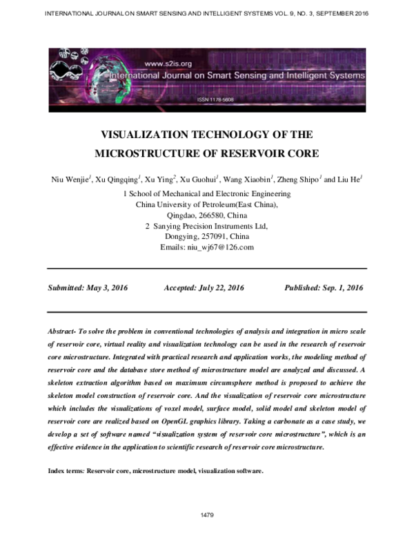 (PDF) Visualization Technology of the Microstructure of Reservoir Core