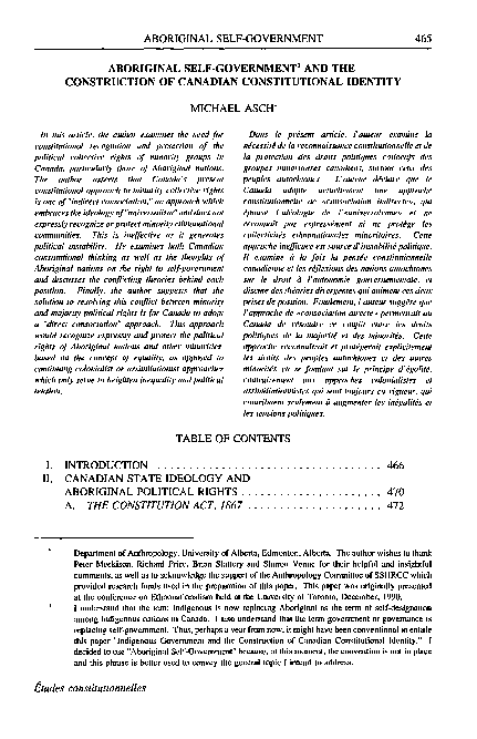 (PDF) Aboriginal Self-Government 465 Aboriginal Self-Government' and ...