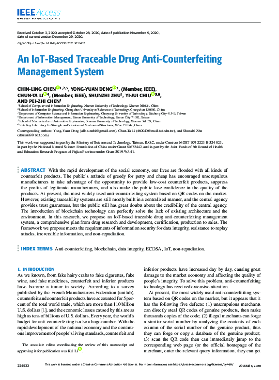 (PDF) An IoT-Based Traceable Drug Anti-Counterfeiting Management System