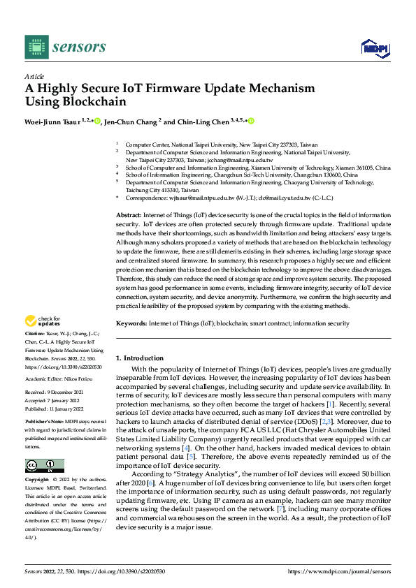 (PDF) A Highly Secure IoT Firmware Update Mechanism Using Blockchain