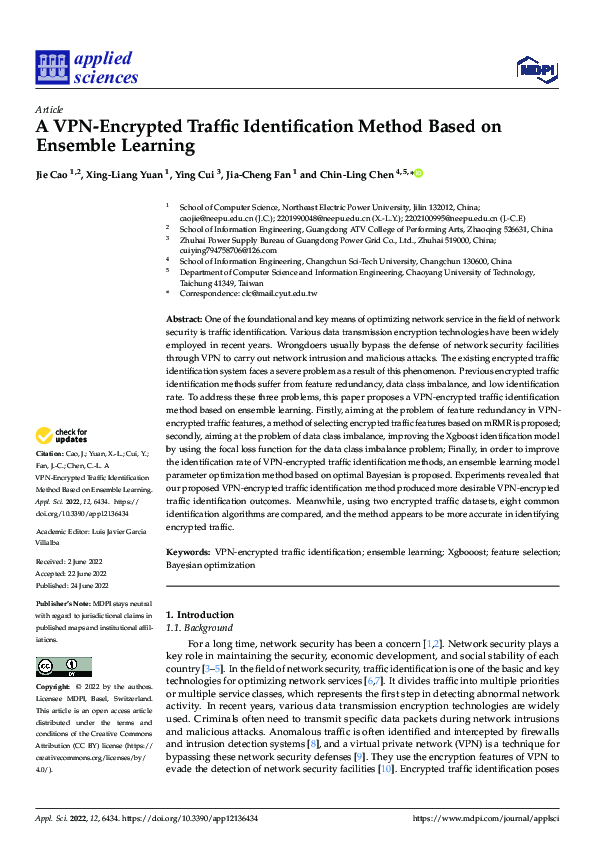 (PDF) A VPN-Encrypted Traffic Identification Method Based on Ensemble Learning
