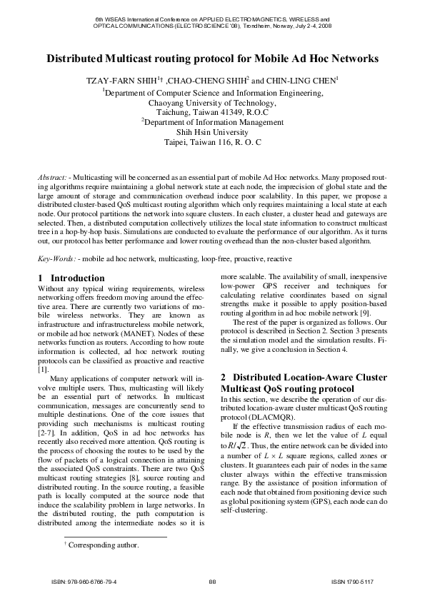 Pdf Cluster Based Qos Multicast Routing For Mobile Ad Hoc Networks