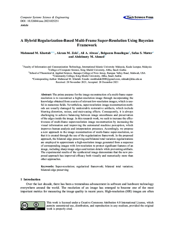 (PDF) A Hybrid Regularization-Based Multi-Frame Super-Resolution Using Bayesian Framework