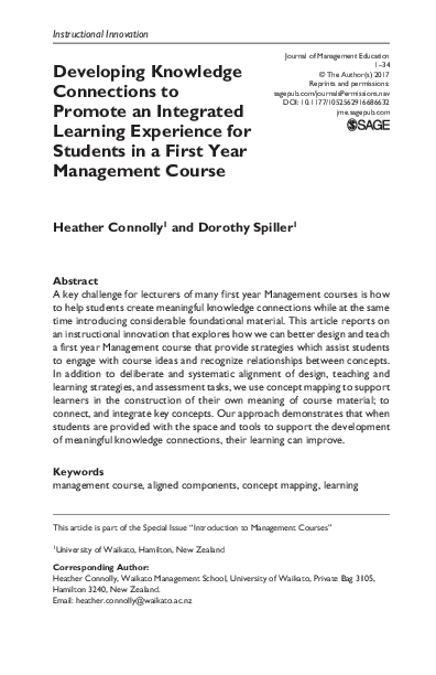 (PDF) Developing Knowledge Connections to Promote an Integrated ...