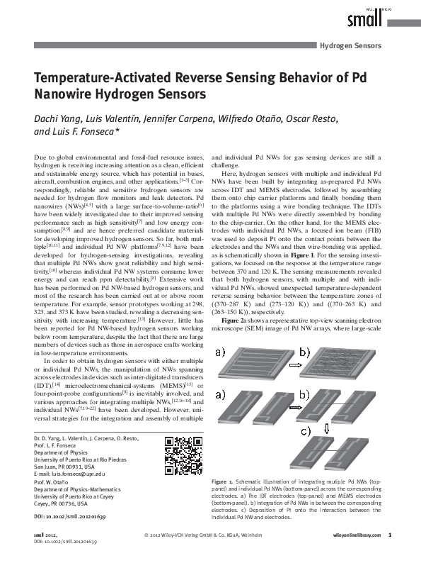 (PDF) Temperature-Activated Reverse Sensing Behavior of Pd Nanowire ...