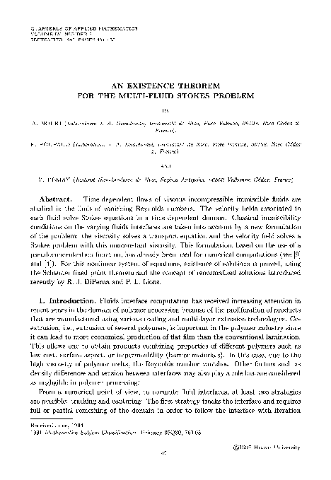 (PDF) An existence theorem for the multi-fluid Stokes problem