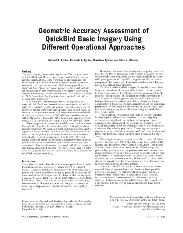 (PDF) Geometric Accuracy Assessment of QuickBird Basic Imagery Using Different Operational ...