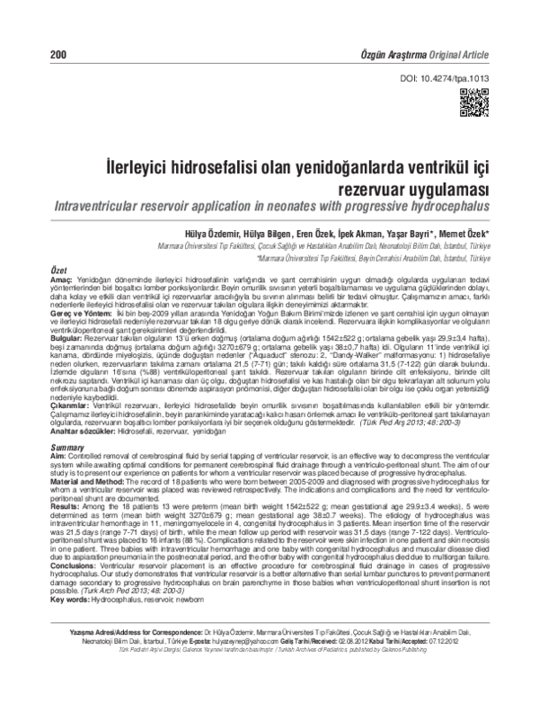 (PDF) Intraventricular reservoir application in neonates with ...