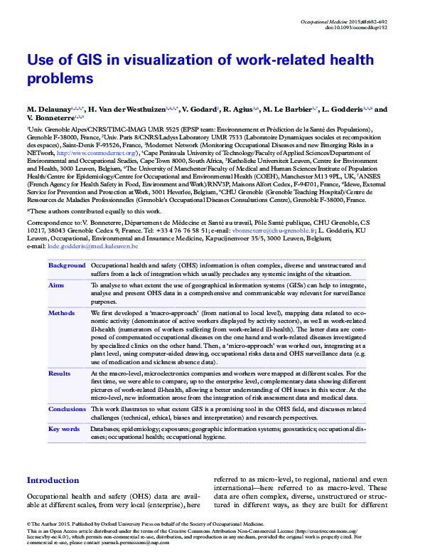 (PDF) GIS for Analyzing Work-Related Health Issues