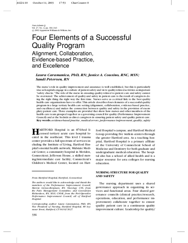 (PDF) Four Elements of a Successful Quality Program
