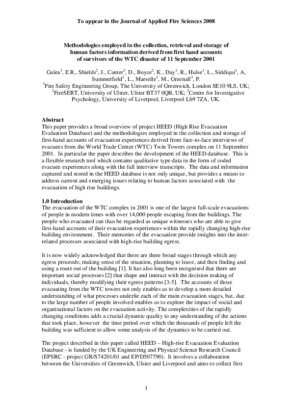 (PDF) Modelling occupant interaction with fire conditions using the buildingEXODUS evacuation model