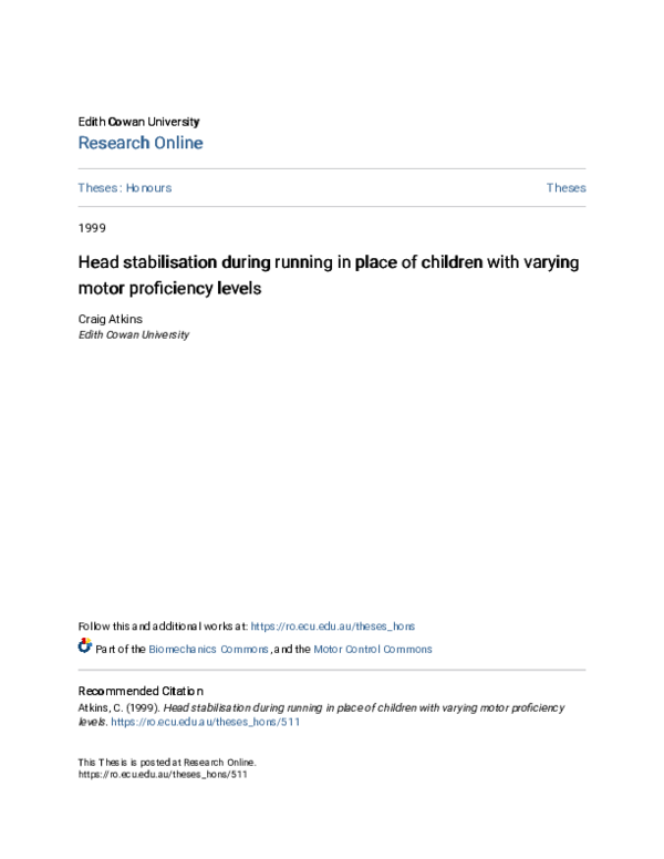 (PDF) Head Stabilisation During Running in Place of Children with Varying Motor Proficiency ...