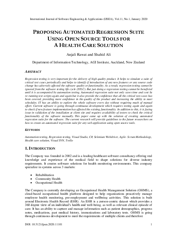 Pdf Proposing Automated Regression Suite Using Open Source Tools For
