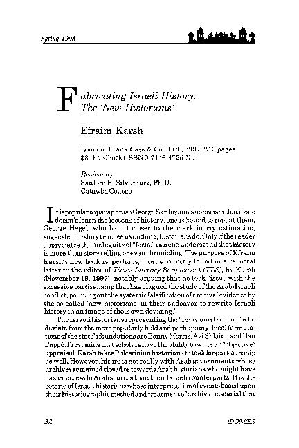 (PDF) Fabricating Israeli History: The ‘New Historians’ ; Efraim Karsh
