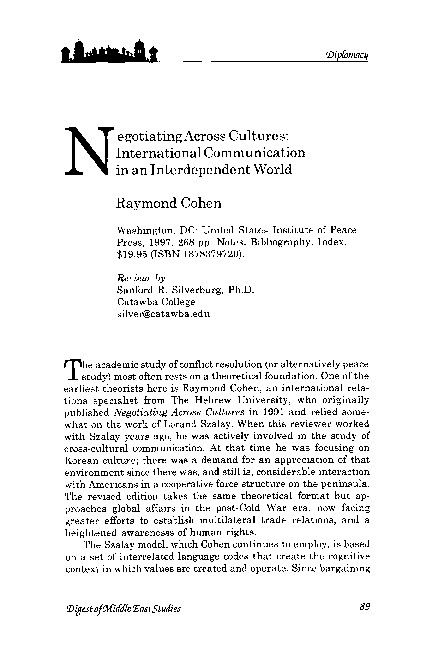 (PDF) Negotiating Across Cultures: International Communication in an ...
