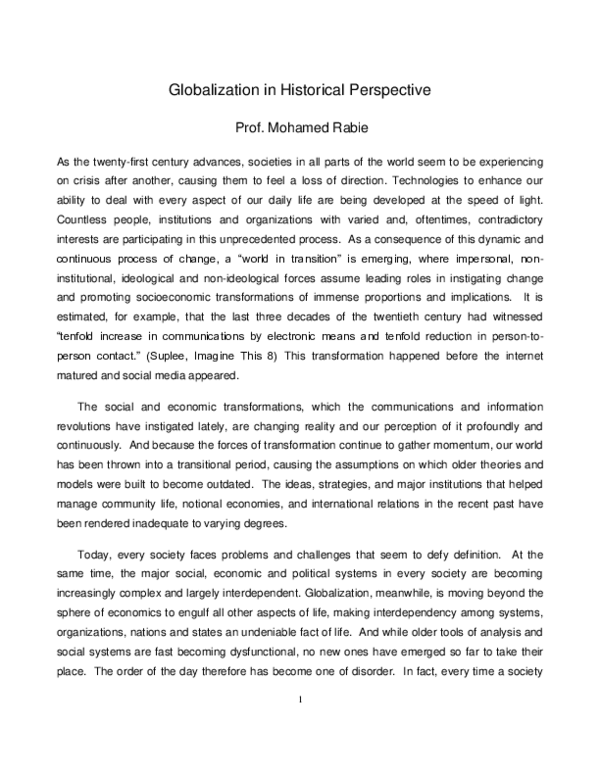 (PDF) Globalization in Historical Perspective