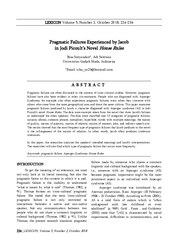 (PDF) Pragmatic Failures Experienced by Jacob in Jodi Picoult’s Novel ...