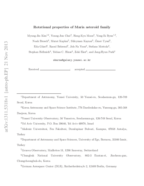 (PDF) Rotational Properties of the Maria Asteroid Family